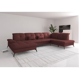 Sit & More Wohnlandschaft SIT & MORE "Amica, U-Form, inkl. Sitztiefenverstellung und Armteilverstellung", merlot, B:357cm H:90cm T:231cm, Sofas, Wohnlandschaft, wahlweise mit Kopfteilverstellung, Bettfunktion und Bettkasten