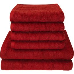 Handtuch Set Dyckhoff "City Lights", rot (rubin), 6 Stk., Walkfrottier, Walkfrottier, Obermaterial: 100% Baumwolle, Handtuch-Sets, Handtuch Set, 4 Handt&uuml;cher (50x100cm), 2 Duscht&uuml;cher (70x140cm)