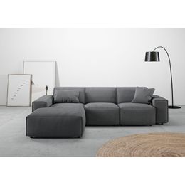 Ecksofa Home Affaire "Glimminge L-Form auch in Breitcord, Feincord + Easy care-Bezug", grau (anthrazit), B:264cm H:71cm T:191cm, 100% Polyester, Sofas, Ecksofa, Breite 264, Zierkissen