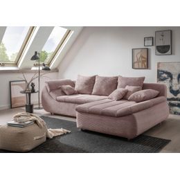 Ecksofa Home Affaire "Imola, bequem, aktuelle Steppung im Sitz, L-Form, Breite 270cm", rosa, B:270cm H:90cm T:170cm, Microfaser PRIMABELLE (100% Polyester) / Struktur (82% Polyester, 9% Viscose, 7% Baumwolle, 2% Nylon);Kunstleder SOFTLUX / Struktur (82% Polyester, 9% Viscose, 7% Baumwolle, 2% Nylon), Sofas, Ecksofa, wahlweise mit Bettfunktion