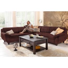 Ecksofa Home Affaire "Yesterday zeitlos und komfortabel, gem&uuml;tliche Armlehnen L-Form", braun, B:254cm H:80cm T:91cm, Antikleder-Optik Melrose (100% Polyester);Struktur (100% Polyester);Primabelle-Microfaser (100% Polyester), Sofas, Ecksofa, gleichschenklig, wahlweise mit Bettfunktion