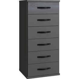 Schubkastenkommode wimex "Dou", grau (graphit, digi, steel, optik), B:46cm H:106cm T:40cm, Holzwerkstoff, Sideboards, Schubkastenkommode