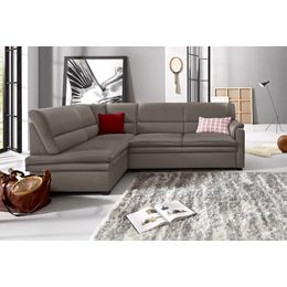 Sit & More Ecksofa SIT & MORE "Pisa L-Form", grau (elefant), B:245cm H:89cm T:161cm, NaturLEDER (echtes Rindsleder), Korpus in Kunstleder SOFTLUX;Luxus-Microfaser (90% Polyester, 10% Polyamid);Struktur (100% Polyester);Luxus-Microfaser ALTARA NUBUCK (100% Polyester), Sofas, Ecksofa, mit Federkern, wahlweise mit Bettfunktion