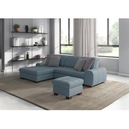 Sit & More Ecksofa SIT & MORE "Luxor L-Form", blau (hellblau), B:275cm H:82cm T:173cm, Luxus-Microfaser ALTARA NUBUCK (100% Polyester);Soft clean (98% Polyester, 2% Polyamid);Struktur fein (100% Polyester), Sofas, Ecksofa, wahlweise mit Bettfunktion, Bettkasten und Kopfteilverstellung