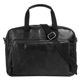 Aktentasche Sansibar "Businessbag Black", Gr. B/H/T: 39cm x 27cm x 10cm onesize, schwarz, Leder, leicht gl&auml;nzend, unifarben, Taschen Aktentasche, echt Leder