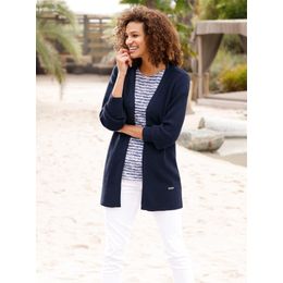 Strickjacke Casual Looks, Damen, Gr. 40, blau (marine), 50% Baumwolle, 50% Polyacryl, unifarben, Strickjacken Strickjacke
