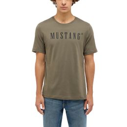 Kurzarmshirt Mustang "Herren Style Austin", Herren, Gr. XL, gr&uuml;n (khaki), Jersey, 100% Baumwolle, Rundhals, Shirts Kurzarmshirt
