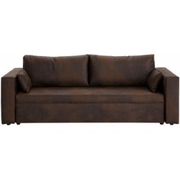 3-Sitzer Home Affaire "Pur", braun, B:227cm H:87cm T:85cm, Struktur (100% Polyester);100% Polyester Melrose;Luxus-Microfaser Nubuk (100% Polyester), Sofas, 3-Sitzer, wahlweise mit Bettfunktion