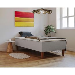 Boxspringbett Home Affaire "Osterberg", grau (light gray), B:81cm L:201cm, 100% Polyester, Komplettbetten, Boxspringbett, mit Taschen-Federkernunterbox