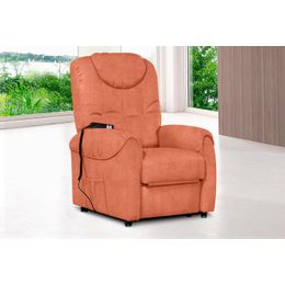 Sit & More TV-Sessel SIT & MORE "Bastian", orange (terrakotta), B:75cm H:110cm T:92cm, Kunstleder SOFTLUX;Luxus-Microfaser ALTARA NUBUCK (100% Polyester);Luxus-Microfaser ALTARA NUBUCK (95% Polyester / 5% Baumwolle), Sessel, TV-Sessel, wahlweise manuell verstellbar oder mit Motor und Aufstehhilfe