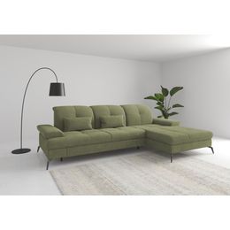 Sit & More Ecksofa SIT & MORE "Amica, L-Form, inkl. Sitztiefenverstellung & Armteilverstellung", gr&uuml;n (hellgr&uuml;n), B:279cm H:90cm T:185cm, 100% Polyester, Sofas, Ecksofa, wahlweise mit Bettfunktion, Bettkasten und Kopfteilverstellung