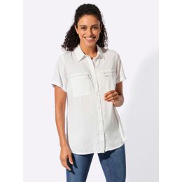 Longbluse Inspirationen, Damen, Gr. 50, wei&szlig;, 100% Viskose, unifarben, Blusen Longbluse