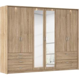 Dreht&uuml;renschrank Rauch "Kleiderschrank Schrank Garderobe W&auml;scheschrank WILDBERG", braun (eiche sonoma), B:275cm H:212cm T:58cm, Holzwerkstoff, Schr&auml;nke, Dreht&uuml;renschrank, mit 6 Schubladen, obere Schublade mit Holz-Einteilung MADE IN GERMANY