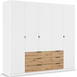 Dreht&uuml;renschrank Rauch "Kleiderschrank Schrank Garderobe Schlafzimmerschrank DAVOA", wei&szlig; (alpinwei&szlig;, eiche artisan), B:226cm H:210cm T:54cm, Holzwerkstoff, Schr&auml;nke, Dreht&uuml;renschrank, mit farblich abgesetzten Schubk&auml;sten in Eiche Artisan MADE IN GERMANY