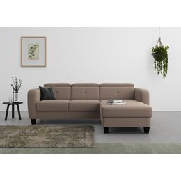 Sit & More Ecksofa SIT & MORE "Belluci L-Form", grau (taupe), B:247cm H:85cm T:170cm, Sofas, Ecksofa, inklusive Federkern, wahlweise mit Bettfunktion und Bettkasten