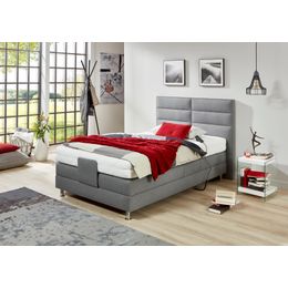 Boxbett, grau, B:134cm L:210cm, Box und Kopfteil: Feinstrukturstoff (77% Polyester und 23% Viskose);Bezug der Obermatratze: 100% Polyester, Westfalia Schlafkomfort, Komplettbetten, Boxbett, mit Motor in diversen Ausf&uuml;hrungen