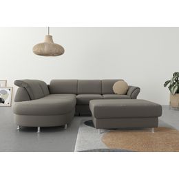 Sit & More Ecksofa SIT & MORE "Apulia L-Form", braun (schlamm), B:250cm H:78cm T:212cm, Webstoff (100% Polyester);Struktur weich (90% Polyester, 10% Polyamid);Luxus-Micofaser Euphoria (100% Polyester);Samtoptik (100% Polyester), Sofas, Ecksofa, wahlweise Bettfunktion, Bettkasten und Kopf- und Armteilverstellung
