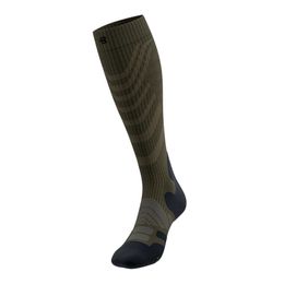 Sportsocken Bauerfeind "Outdoor Merino Compression Socks", Herren, Gr. 46-49, gr&uuml;n (gr&uuml;n, l), Polyamid, unifarben mit Farbeinsatz, normal, Socken Sportsocken, Erste Hilfe Artikel