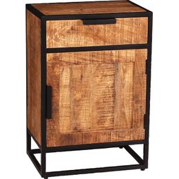 Kommode Sit, schwarz (natur, schwarz), B:67cm H:62cm T:42cm, Massivholz, Metall, Sideboards, Kommode, Rahmen und Design-Gestell aus schwarzem Metall