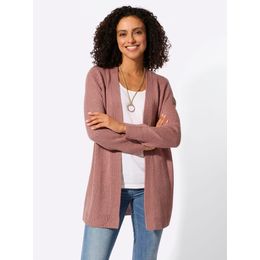 Longstrickjacke Casual Looks, Damen, Gr. 50, rosenholz, 100% Polyacryl, unifarben, Strickjacken Longstrickjacke