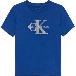 T-Shirt Calvin Klein Jeans, Jungen, Gr. 16 (176), admiral blau, Single Jersey, Obermaterial: 94% Baumwolle, 6% Elasthan, unifarben, regular fit normal, Rundhals, eingesetzt abgesteppte Kante, Shirts T-Shirt, Regular fit, f&uuml;r Kinder bis 16 Jahre