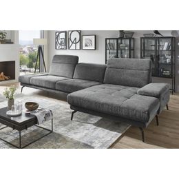 Ecksofa DIE PLANBAR "MP-IN20126 L-Form mit Kaltschaum-Polsterung", grau (anthrazit), B:328cm H:82cm T:190cm, 100% Polyester, Sofas, Ecksofa, mit Kopfteilverstellung, optional Sitztiefen- & Armteilverstellung