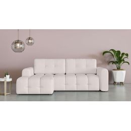 Ecksofa OTTO HOME "Manilla, wahlweise mit Bettfunktion, B/T/H 265/170/91 cm", beige, B:265cm H:91cm T:170cm, 100% Polyester, Sofas, Ecksofa, L-Form mit Recamiere rechts/links bestellbar, Wellenunterfederung