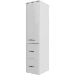Midischrank SAPHIR "Serie 3006 Badschrank 30cm,1 T&uuml;r, 2 Schubladen, T&uuml;rd&auml;mpfer", wei&szlig;, B:30cm H:130cm T:38cm, Holzwerkstoff, Schr&auml;nke, Midischrank, 2 Glas-Einlegeb&ouml;den, Badezimmer-Midischrank 130 cm hoch, 38 cm tief