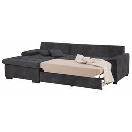 Ecksofa Home Affaire "F&ouml;hr L-Form", schwarz (schwarz, anthrazit), B:247cm H:75cm T:150cm, 100% Polyester Luxus-Microfaser/Struktur;100% Polyester PRIMABELLE/Webstoff;100% Polyester Melrose/Struktur grob, Sofas, Ecksofa, wahlweise mit Bettfunktion