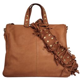 Umh&auml;ngetasche Samantha Look, Damen, Gr. B/H/T: 39cm x 34cm x 11cm onesize, braun (cognac), Leder, Taschen Umh&auml;ngetasche, echt Leder, Made in Italy