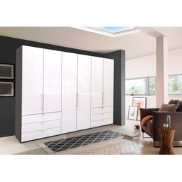 Faltt&uuml;renschrank Wiemann "Loft, Kleiderschrank, Schrank, W&auml;scheschrank, mit Glasfront", wei&szlig; (havanna, wei&szlig; glas), B:300cm H:216cm T:58cm, Schr&auml;nke, Faltt&uuml;renschrank, inkl. gep&auml;mpften Schubk&auml;sten und T&uuml;ren, mit Panorama&ouml;ffnung