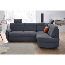 Sit & More Ecksofa SIT & MORE "Sonoma L-Form", grau (dunkelgrau), B:246cm H:91cm T:176cm, Kunstleder SOFTLUX;Luxus-Microfaser ALTARA NUBUCK (100% Polyester);Luxus-Microfaser (90% Polyester, 10% Polyamid), Sofas, Ecksofa, wahlweise mit Bettfunktion und Bettkasten