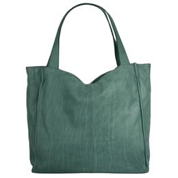 Shopper Samantha Look, Damen, Gr. B/H/T: 35cm x 35cm x 9cm onesize, gr&uuml;n, Leder, leicht gl&auml;nzend, unifarben, Taschen Shopper, echt Leder, Made in Italy