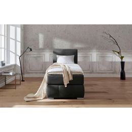 Boxspringbett Home Affaire "Wehma", grau (anthrazit), B:110cm L:213cm, Struktur fein (100% Polyester), Komplettbetten, Boxspringbett, inkl. Topper in 3 verschiedenen Matratzen, auch in Samtstoff