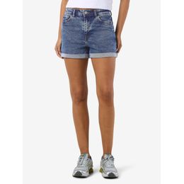 Jeansshorts Noisy may "NMMONI HW DNM SHORTS AZ358MB NOOS", Damen, Gr. L (40), N-Gr, blau (medium blau denim), Denim/Jeans, Obermaterial: 99% Baumwolle, 1% Elasthan, unifarben, slim fit, Jeans Jeansshorts, Topseller