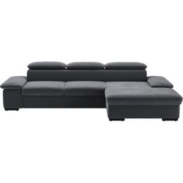 Sit & More Ecksofa SIT & MORE "Alcudia L-Form", grau (dunkelgrau), B:286cm H:73cm T:174cm, 98% Polyester, 2% Polyamid, Sofas, Ecksofa, wahlweise mit Bettfunktion