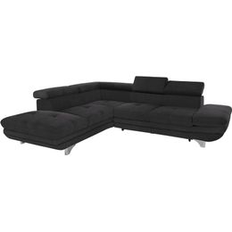 Ecksofa COTTA "Enterprise L-Form", schwarz, B:273cm H:72cm T:237cm, Struktur (100% Polyester );Chenille (90% Polyester; 10% Polyamid ), Sofas, Ecksofa, mit Arm- & Kopfteilverstellung, wahlweise mit Bettfunktion