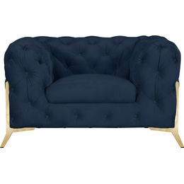 Chesterfield-Sessel Home Affaire "Amaury Sessel", blau, B:125cm H:75cm T:97cm, Struktur (100% Polyester9;Samtoptik (100% Polyester), Sessel, Chesterfield-Sessel, aufw&auml;ndige Knopfheftung, moderne Chesterfield Optik, Fu&szlig;farbe w&auml;hlbar
