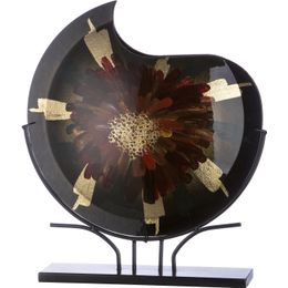 Dekovase CASABLANCA BY GILDE "Dor&eacute;", bunt (goldfarben, gr&uuml;n, rot), B:46cm H:47,5cm T:10cm, Glas, Metall, Vasen, Dekovase, Vase aus Glas auf Metallst&auml;nder