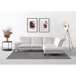 Sit & More Ecksofa SIT & MORE "Cabana L-Form", silber, B:303cm H:84cm T:244cm, 95% Polyester, 5% Polyamid, Sofas, Ecksofa, Ottomane, wahlweise mit Sitztiefen-,Armlehnen- und Kopfteilfunktion
