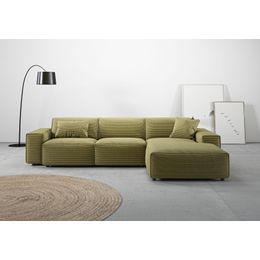 Ecksofa Home Affaire "Glimminge auch in Breitcord, Feincord, Boucl&eacute; + Easy care-Bezug", gr&uuml;n (pistazie), B:294cm H:71cm T:191cm, 100% Polyester, Sofas, Ecksofa, L-Form, Breite 294, Zierkissen