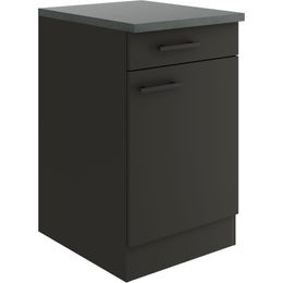 Unterschrank Optifit "Palma", schwarz (anthrazit, anthrazit, anthrazit), B:50cm H:84,8cm T:60cm, Holzwerkstoff, Schr&auml;nke, Unterschrank, Breite 50 cm, mit 1 T&uuml;r und 1 Schubkasten