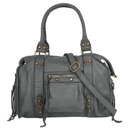 Shopper Samantha Look, Damen, Gr. B/H/T: 34cm x 27cm x 12cm onesize, grau, Leder, Taschen Shopper, echt Leder, Made in Italy