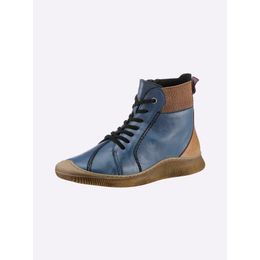 Stiefelette Gemini, Damen, Gr. 39, blau (jeansblau), Glattleder, Schuhe Stiefelette