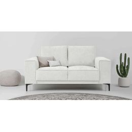 2-Sitzer OTTO HOME "Kompaktsofa Oland, Struktur, Flachgewebe, Luxus-Microfaser, Boucle", beige (sand), B:164cm H:85cm T:83cm, 100% Polyester, Sofas, 2-Sitzer, 164 cm, Wellenunterfederung, Skandi-Design, Metallf&uuml;&szlig;e