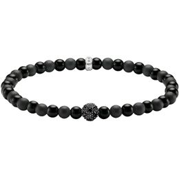 Armband Thomas Sabo "Talisman-Armband" Gr. 19, silber (silberfarben, schwarz, schwarz), Armb&auml;nder, Damen, 19, Silber 925 (recycelt), Armband, mit Obsidian, Zirkonia (synth.)