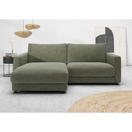 Ecksofa Home Affaire "Ecksofa Jiro, L-Form, gro&szlig;e Sitztiefe, Breite 226 cm", oliv, B:226cm H:85cm T:190cm, 100% Polyester, Sofas, Ecksofa, lose Sitz- & R&uuml;ckenkissen, weicher Polsteraufbau, komfortabel & modern