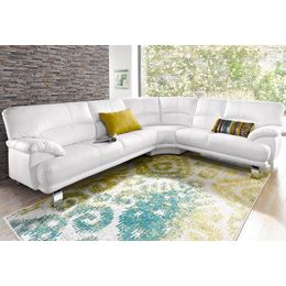 Ecksofa Trendmanufaktur "Cecilia in italienischem Design, modern und komfortabel, L-Form", wei&szlig; (altwei&szlig;), B:280cm H:87cm T:240cm, NaturLEDER (echtes Rindsleder) in Sitz und R&uuml;cken. Korpus in passendem Kunstleder SOFTLUX bezogen;Luxus-Microfaser ALCAZAR (100% Polyester);Kunstleder SOFTLUX;Microfaser PRIMABELLE (100% Polyester), Sofas, Ecksofa, bequeme Armlehnen, mit langem Schenkel
