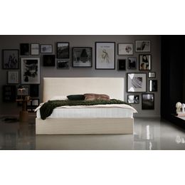 Bettgestell "Melody", beige (creme), B:162cm H:107cm L:213cm, Bettgestell und seitliche Einfassung der Matratzen: Cord, ATLANTIC HOME COLLECTION, Betten, Bettgestell, mit Bettkasten und Lattenrost