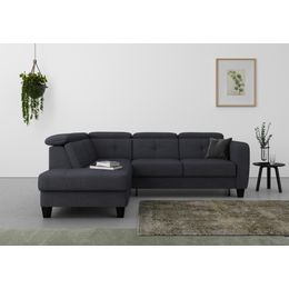Sit & More Ecksofa SIT & MORE "Belluci L-Form", blau (tiefblau), B:249cm H:85cm T:195cm, Sofas, Ecksofa, inklusive Federkern, wahlweise mit Bettfunktion und Bettkasten